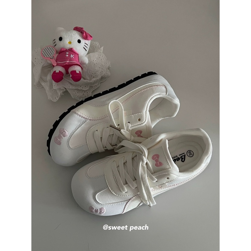 [ẢNH THẬT + VIDEO] Giày Thể Thao Nữ Basic Trắng Nơ Hồng Phong Cách ...