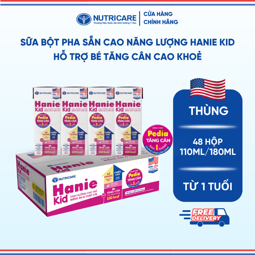 Thùng 48 Hộp Sữa Bột Pha Sẵn HANIE KID Nutricare Bé Suy Dinh Dưỡng ...