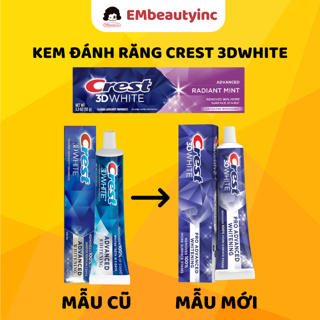 Kem Đánh Răng Crest 3D White Pro Advanced Whitening 147G | Shopee Việt Nam