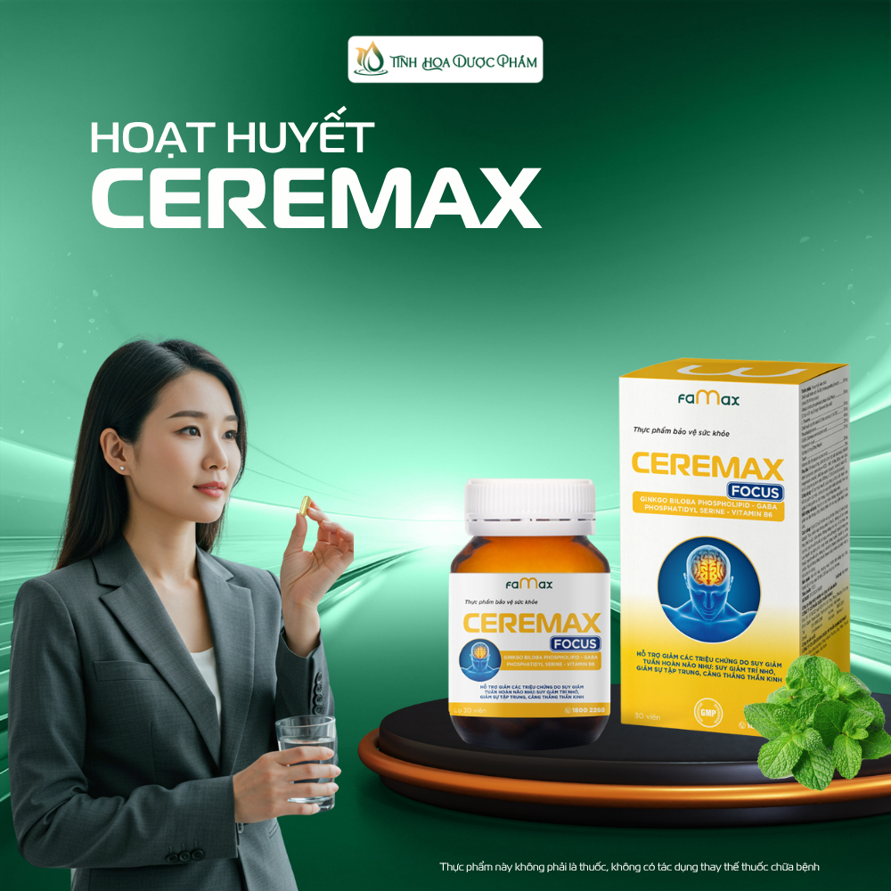 Hộp 30 viên bổ não Ceremax Focus hỗ trợ hoạt huyết, tăng cường tuần ...