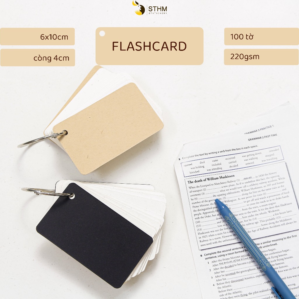 Flashcard - Thẻ học từ tựng - 100 tờ giấy mỹ thuật dày 220gsm - STHM ...