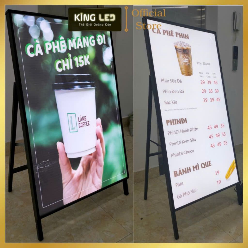 Bảng Hộp Đèn Led Menu Chân Đứng Standee chữ A dùng cho kích thước 50x70 ...