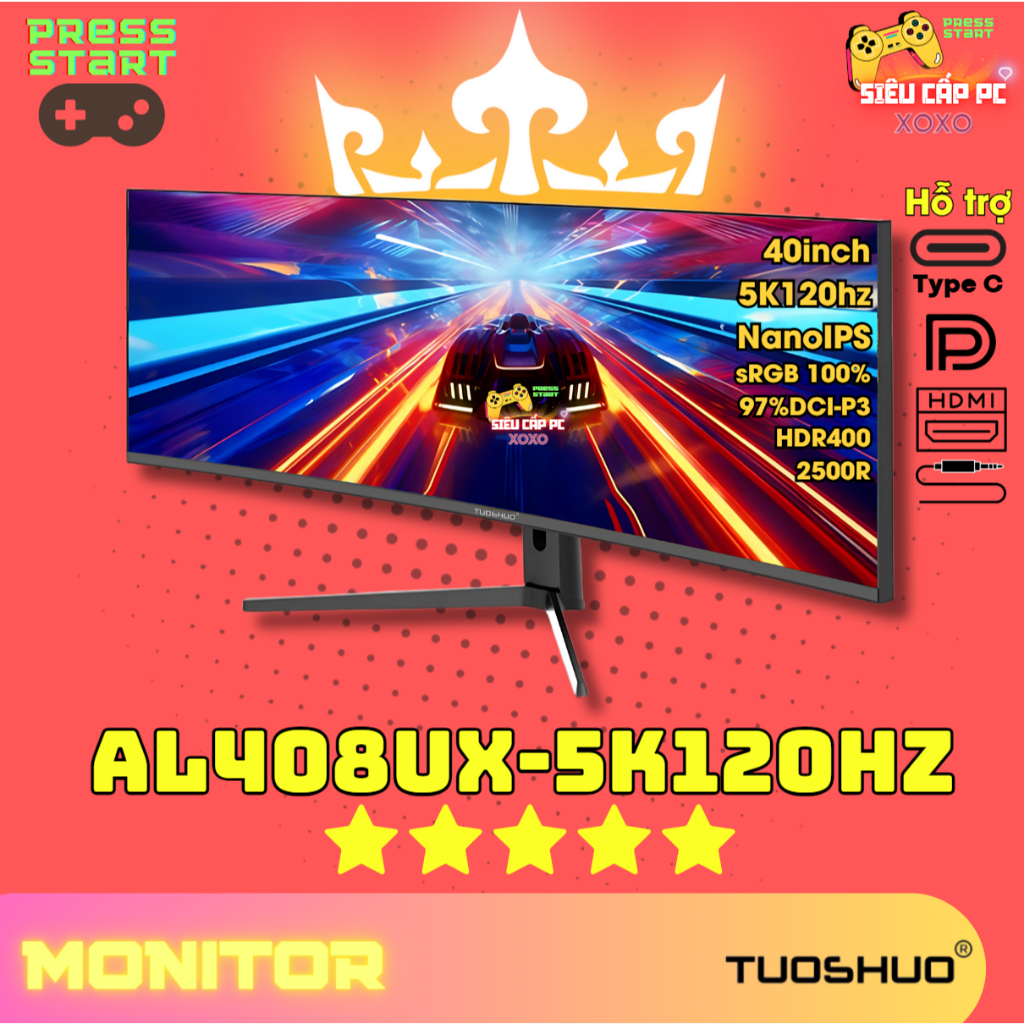 Màn hình cong TuoShuo AL408UX 40 inch 5K2K Nano-IPS 120Hz HDR400 ...