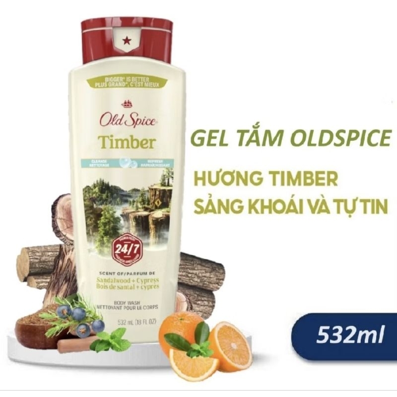 Sữa Tắm Old Spice Timber 532ml Sảng Khoái Và Tự Tin Lưu Hương Nam Tính ...