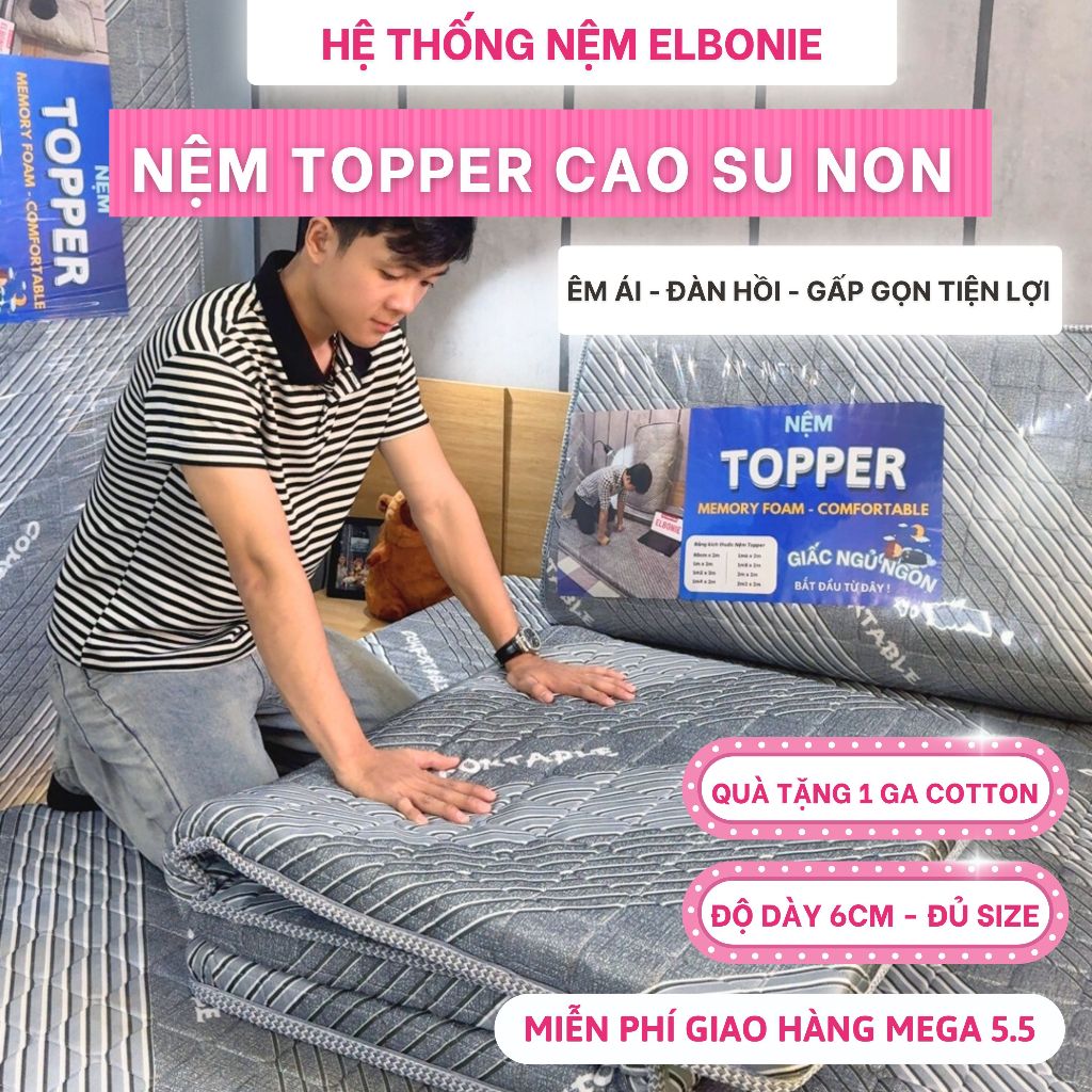 [Hỏa Tốc HCM] Nệm Topper Cao Su Non Dày 6cm đủ size 80cm đến 2m2, chiều ...