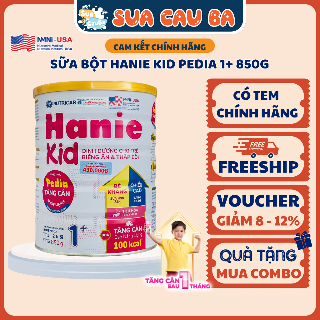 Sữa bột Nutricare Hanie Kid 1+ cho trẻ biếng ăn suy dinh dưỡng (LON ...