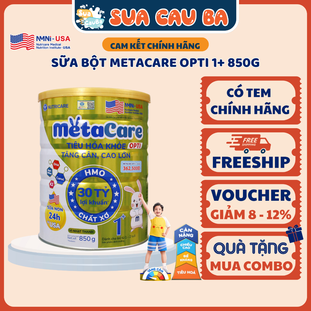 Sữa bột Nutricare MetaCare Opti 1+ tiêu hóa khỏe, tăng cân, cao lớn (LON 850g) | Shopee Việt Nam