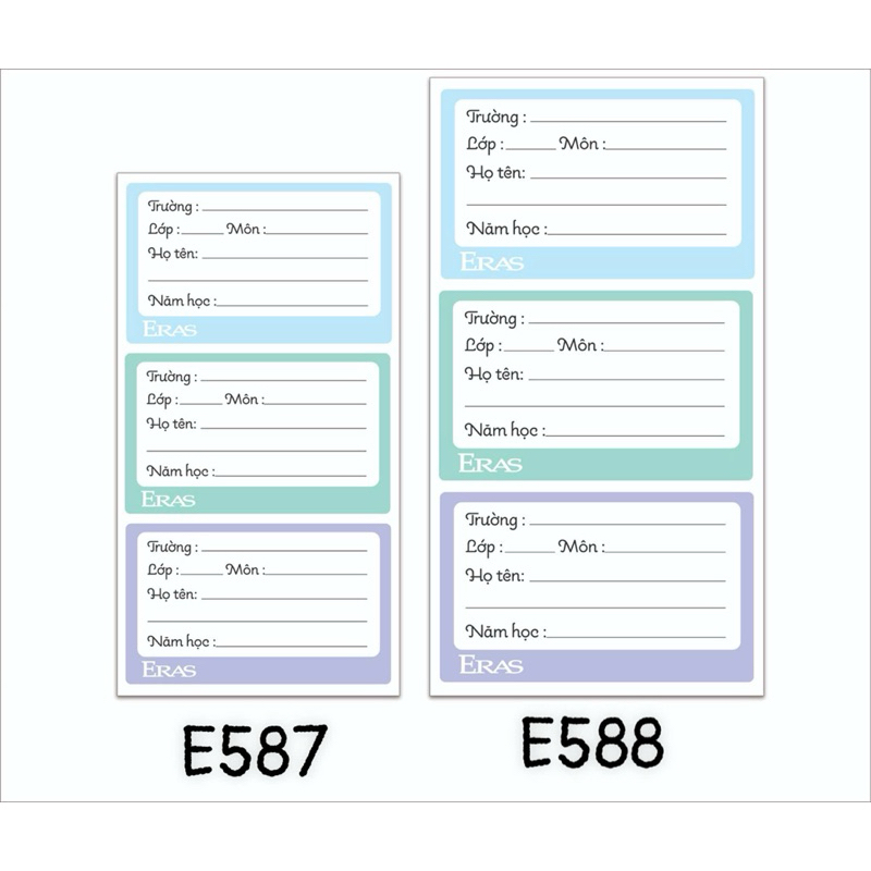 Combo 75 chiếc Nhãn Vở Màu Pastel Eras E587-Nhãn Vở Bé, KT 76x46mm | Shopee Việt Nam