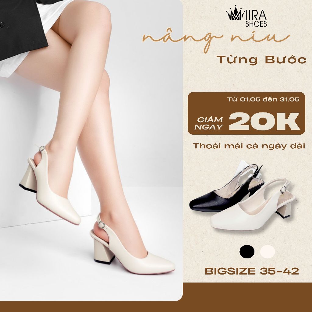 Giày cao gót nữ hở gót bigsize MIIRA thanh lịch, giày công sở nữ thời trang cao 5 7 cm MR09 ...