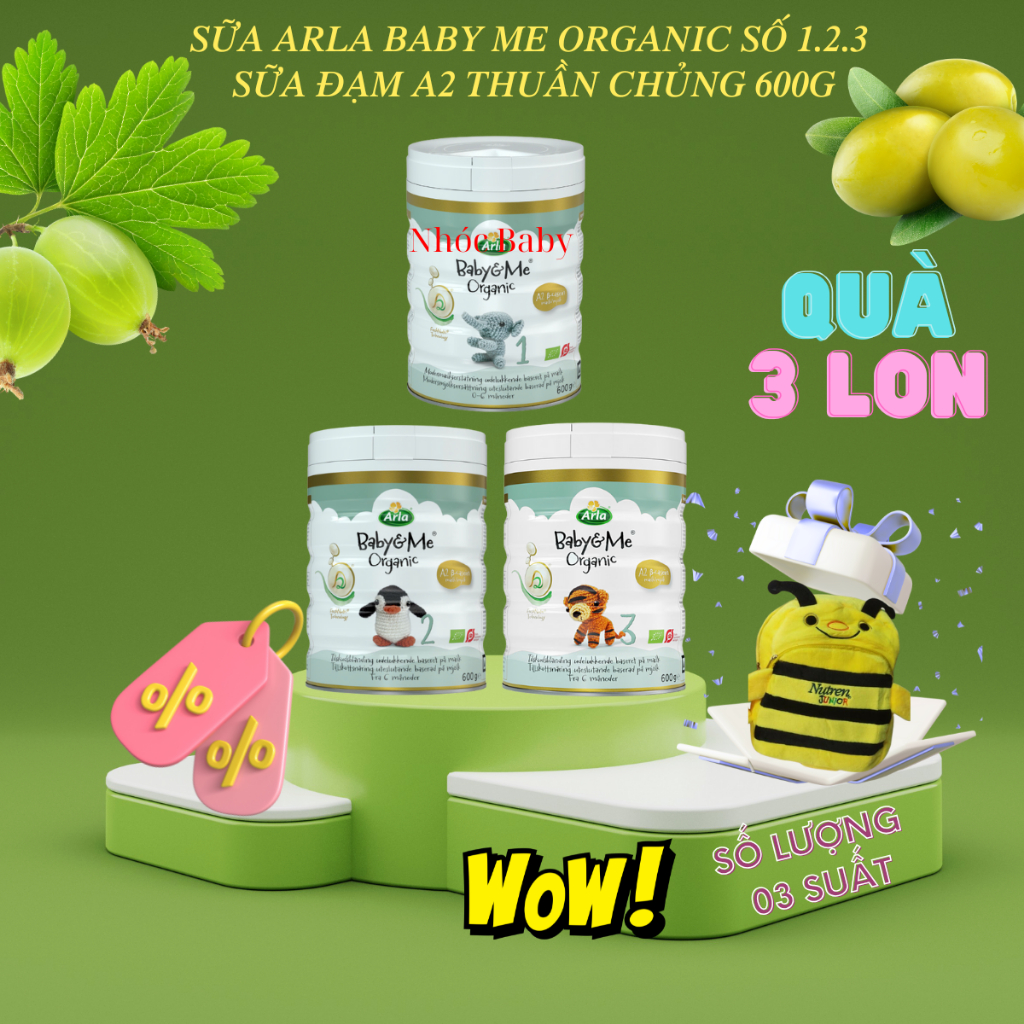 [Combo 3 Lon] HiPP Sữa Arla Baby Me Organic số 1,2,3 sữa đạm A2 thuần chủng hữu cơ 600g giúp bé ...