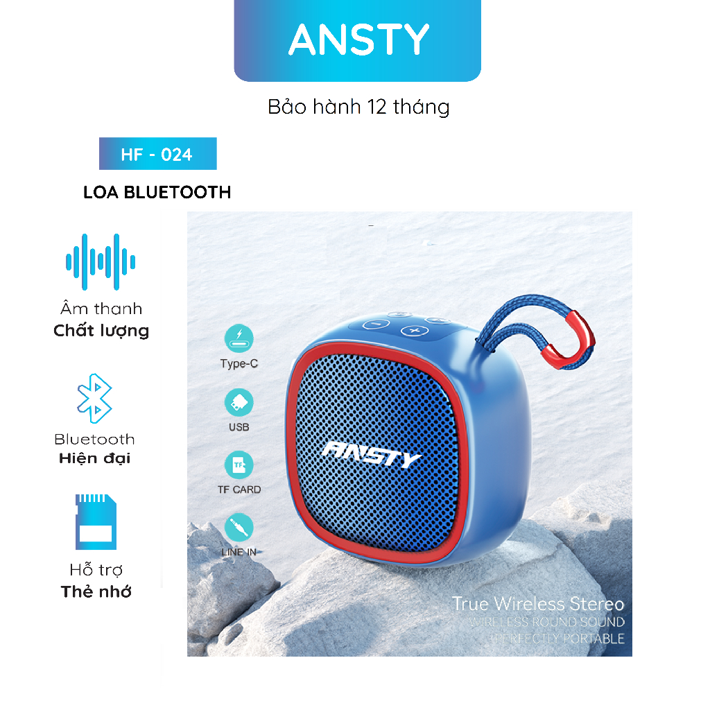 Loa Bluetooth Ansty HF - 024 TWS V5.3 - Hỗ Trợ Kết Nối Cùng Lúc 2 Cái Loa / Tf (Thẻ Nhớ) / Usb ...