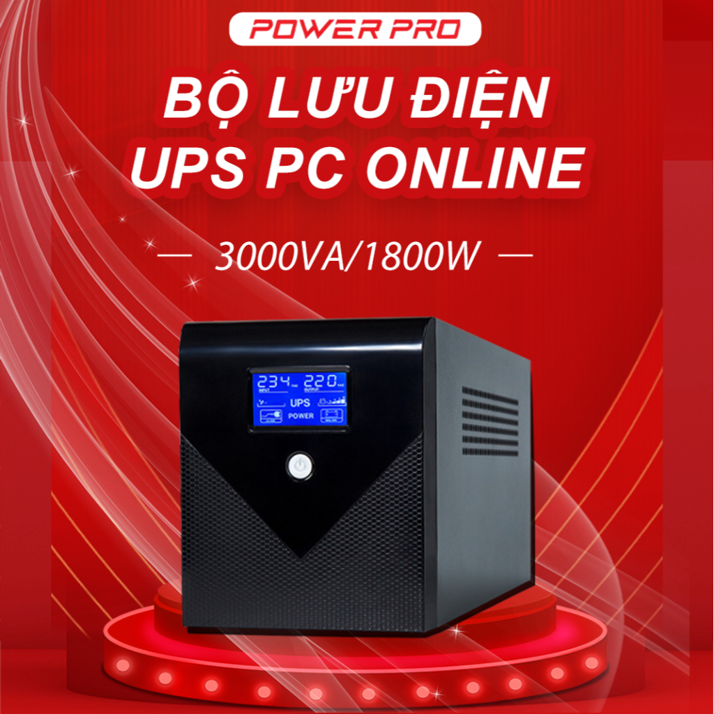 Bộ lưu điện UPS Online Dung lượng 3000VA/1800W dùng cho PC Laptop, Wifi ...