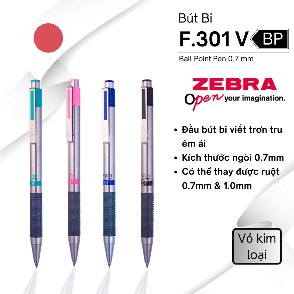 Bút Bi Cao Cấp F-301V 0.7mm Zebra Pen - Mực Xanh, Vỏ Kim Loại, Thương Hiệu Nhật Bản [Chính Hãng ...