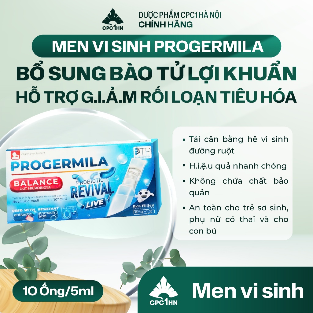 Men Vi Sinh Progermila – Bổ Sung Lợi Khuẩn Bacillus Clausii, Bảo Vệ Đường Ruột Hộp 10 ống ...