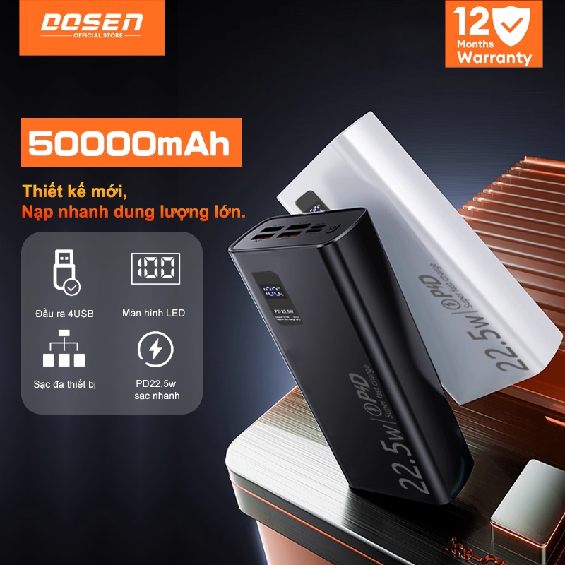 Dosen Sạc dự phòng pd22.5w 10000mah 30000mah 50000mah pin dự phòng màn hình led tích hợp tích ...