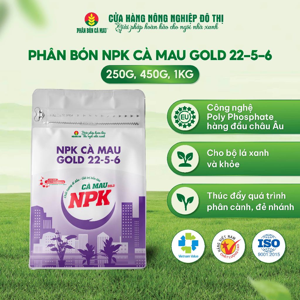 [Cửa hàng NNĐT] Phân bón NPK Cà Mau Gold 22-5-6 - Chuyên dùng cho rau màu (250g, 450g, 1kg ...