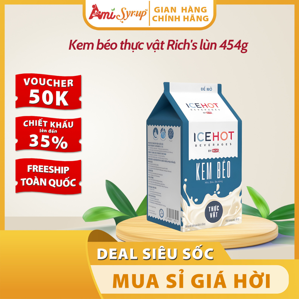 Kem Béo Thực Vật Rich's Lùn (Ice Hot) 454g - Lý tưởng cho pha chế đồ uống, làm bánh ngọt ...