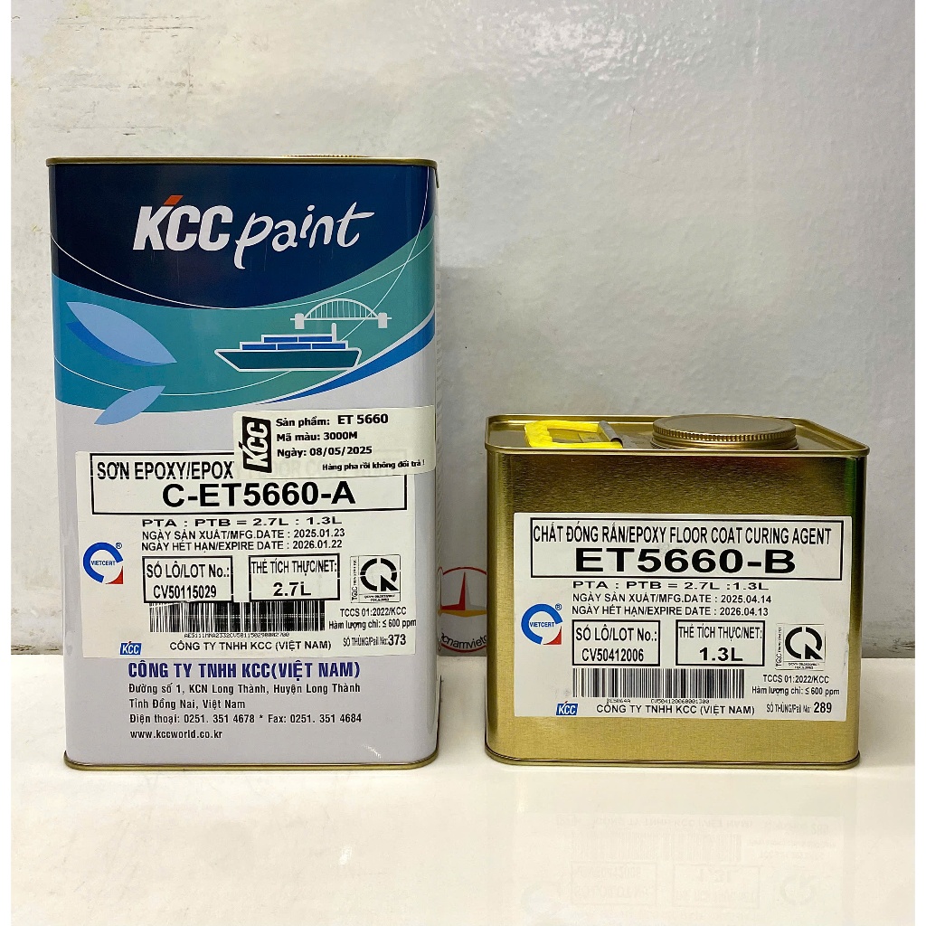 Sơn sàn bê tông epoxy KCC ET5660 Base C màu vàng 3000M _4L/Bộ | Shopee Việt Nam