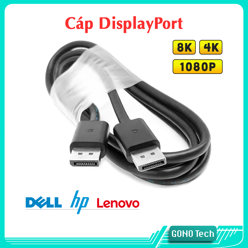 Cáp DisplayPort DP 1.2 1.4 theo màn hình Dell HP Lenovo truyền video 4K ...