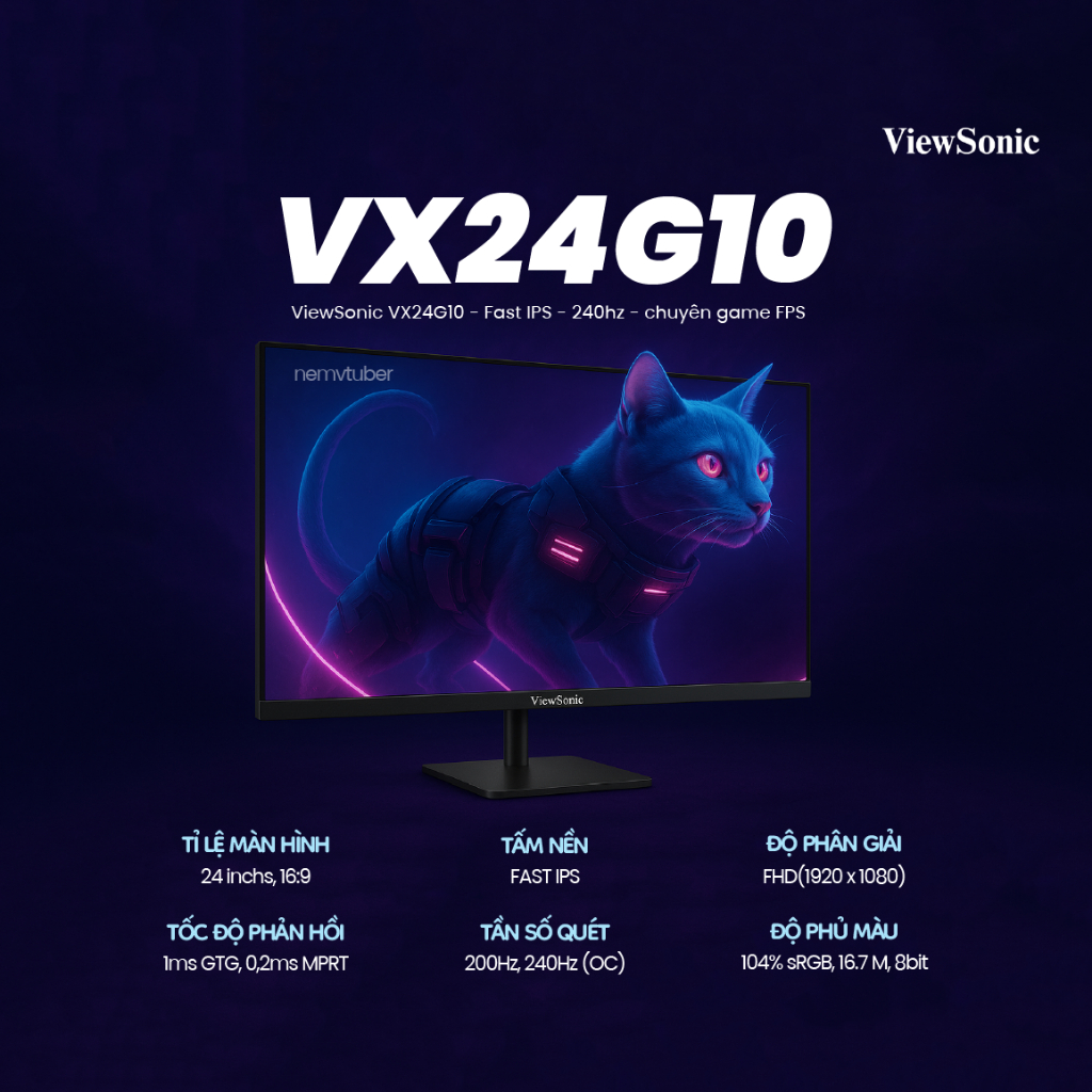 [NEW-BH12T] Màn hình ViewSonic VX24G10 - Fast IPS - 240hz - chuyên game ...