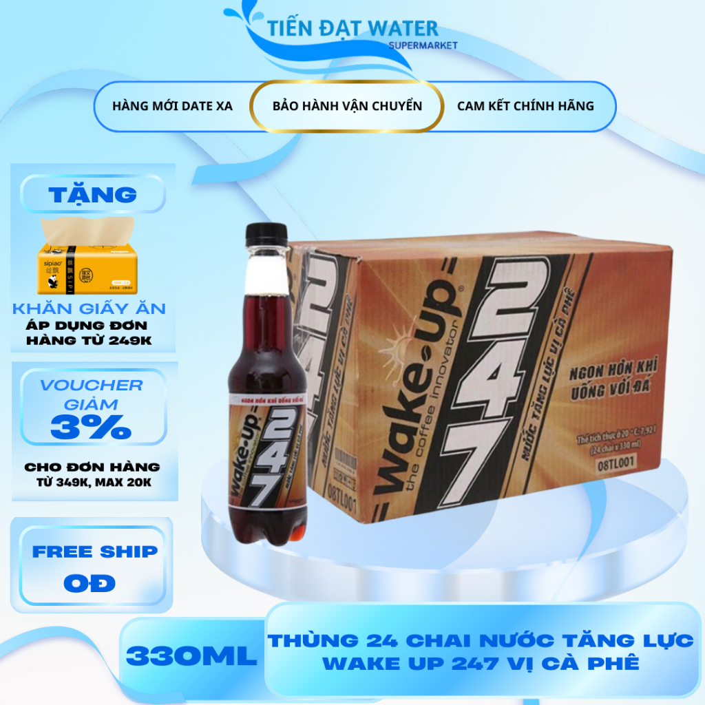 Thùng 24 Chai Nước Tăng Lực Wake Up 247 Vị Cà Phê 330ml – Bừng Tỉnh ...