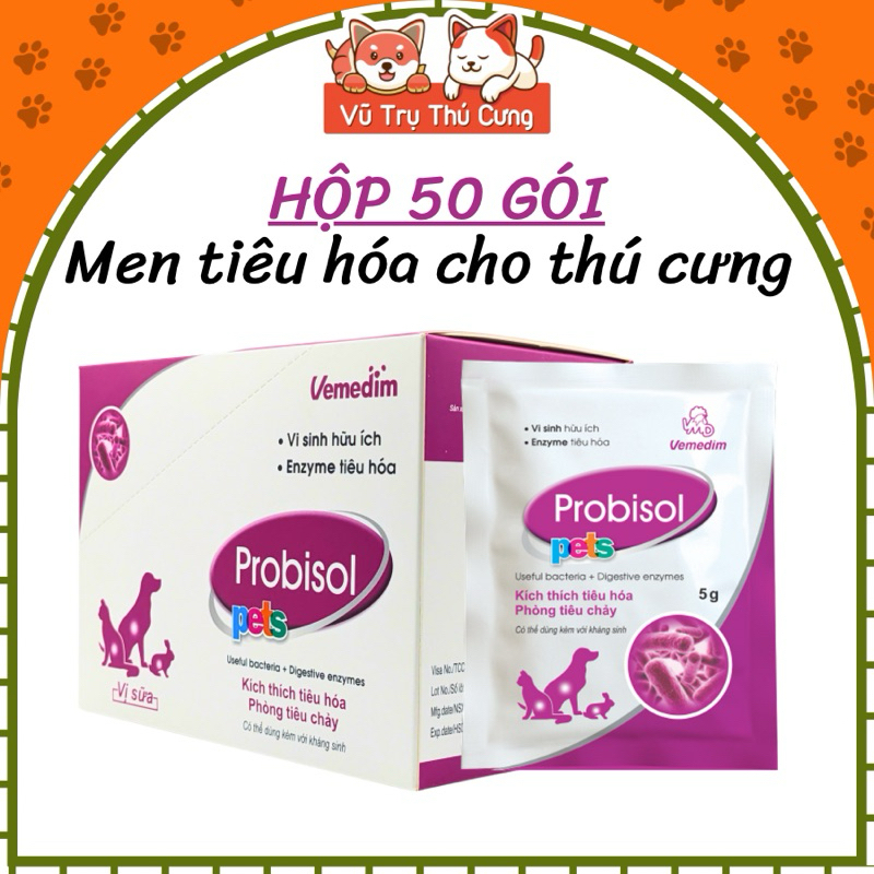 Combo Hộp 50 Gói Men Tiêu Hóa Cho Chó Mèo Probisol 5g | Shopee Việt Nam