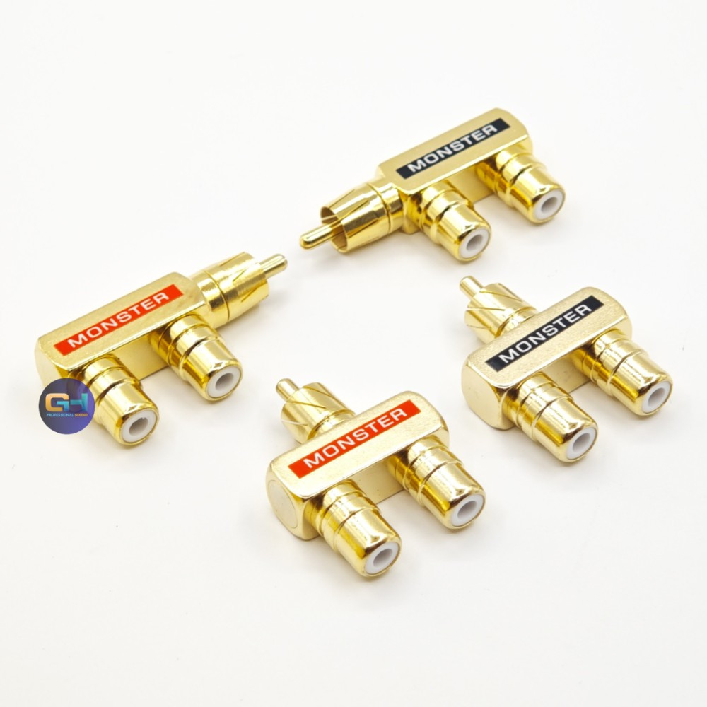 Jack Chia 2 đầu AV, 1 AV đực chia 2 AV cái (vàng) chân ngang. ( Giá 1 ...