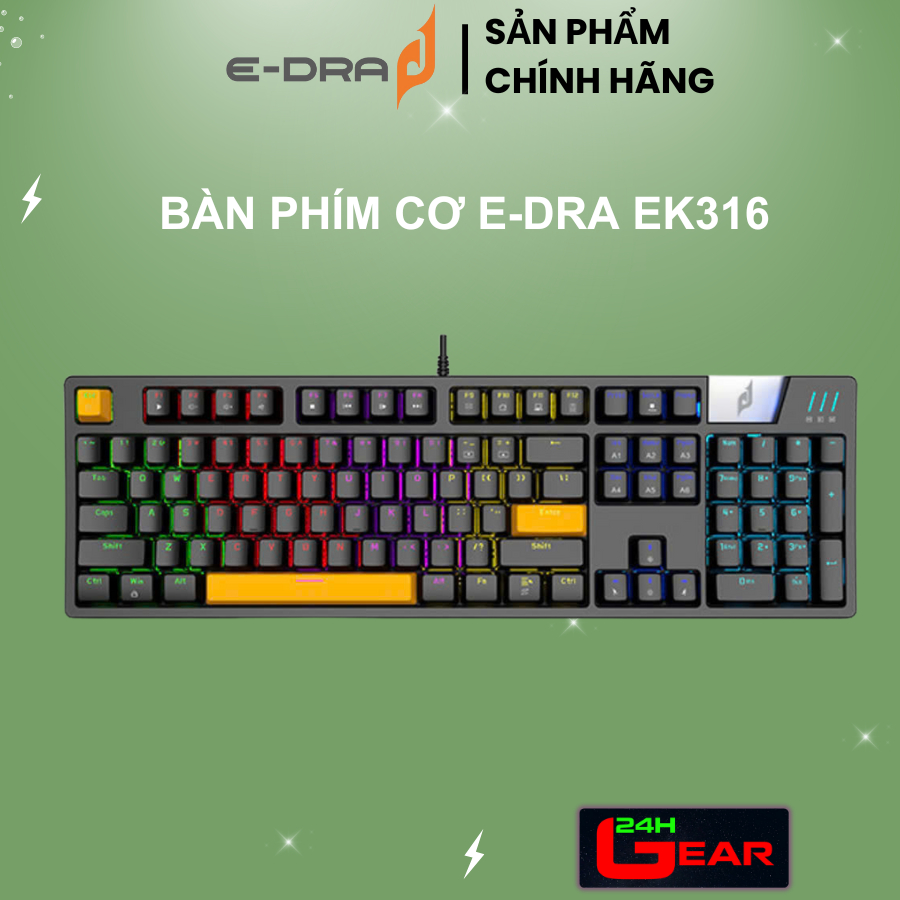 Bàn phím cơ EDRA EK316 LED Rainbow ( Red, Brown, Blue - Switch EDra ...