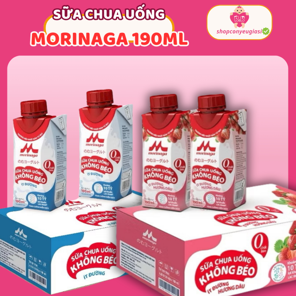 Sữa Chua Uống không đường Morinaga 190ml Nguyên Vị & Hương Dâu | Shopee ...