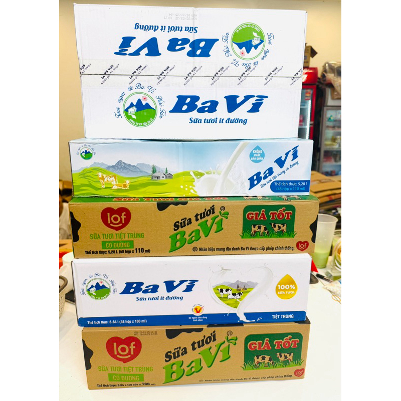 Thùng 48 hộp Ba Vì Sữa Tươi Có Đường/ Ít Đường 110ml ( Date Mới ) | Shopee Việt Nam