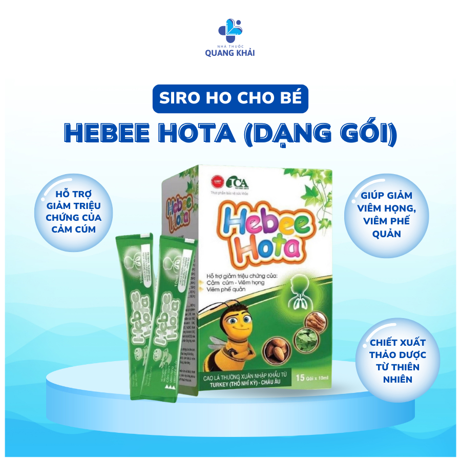 Siro Ho Cho Bé Hebee Hota - Giảm Ho, Đau Họng, Sổ Mũi, Hỗ Trợ Cảm Cúm, Ho Kéo Dài, Hộp 15 Gói x ...