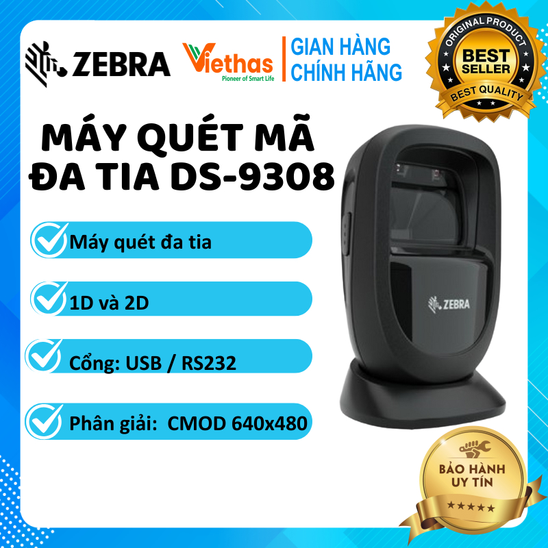 Máy Quét Mã Vạch Đa Tia Zebra DS9308 - Đầu Đọc Mã 2D Chuyên Quét Thẻ ...
