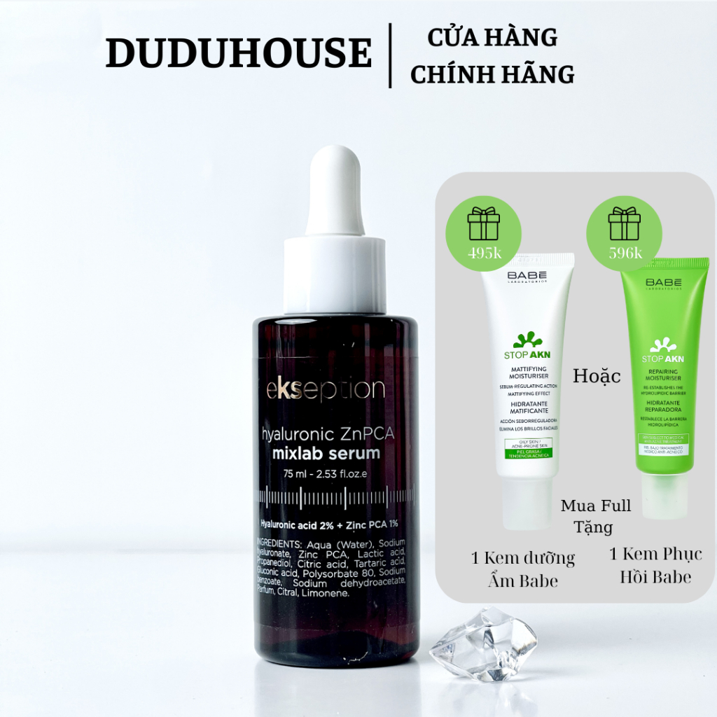 Serum Kẽm Ekseption Hyaluronic ZnPCA Dưỡng Ẩm, Giúp Kiềm Dầu, Giảm Mụn ...