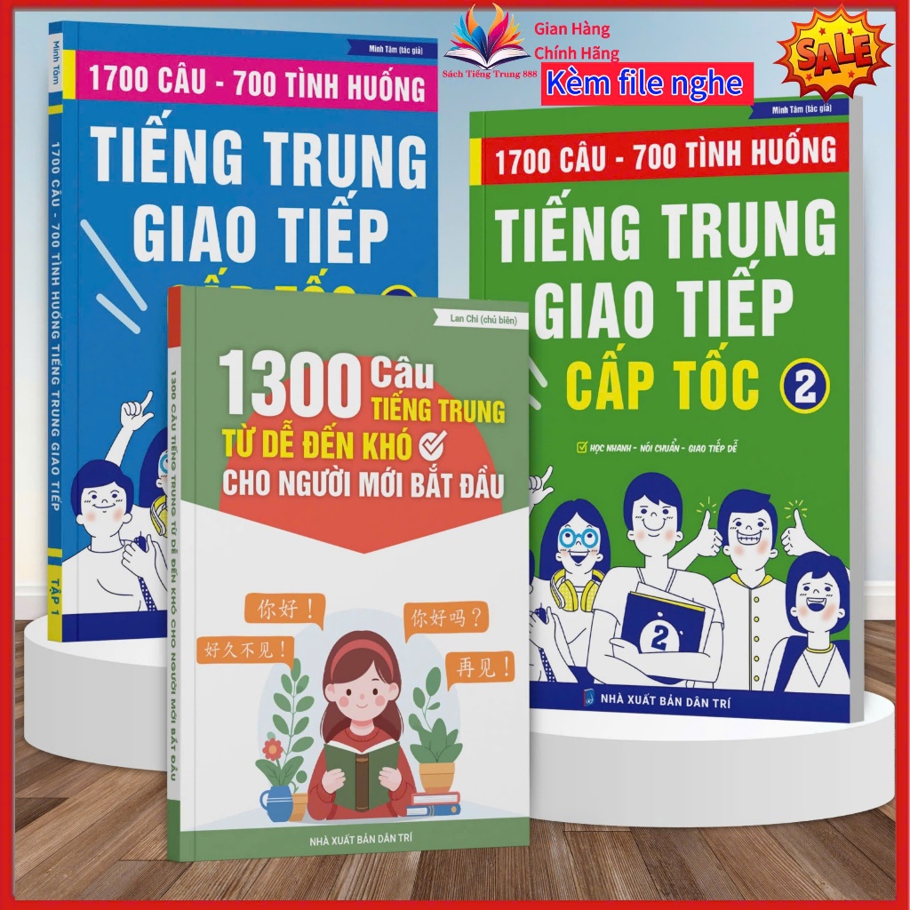 COMBO SÁCH GIAO TIẾP TIẾNG TRUNG CẤP TÓC -1700 Câu, 700 Tình Huống+ 1300 CÂU GIAO TIẾP ĐỄ ĐẾN ...