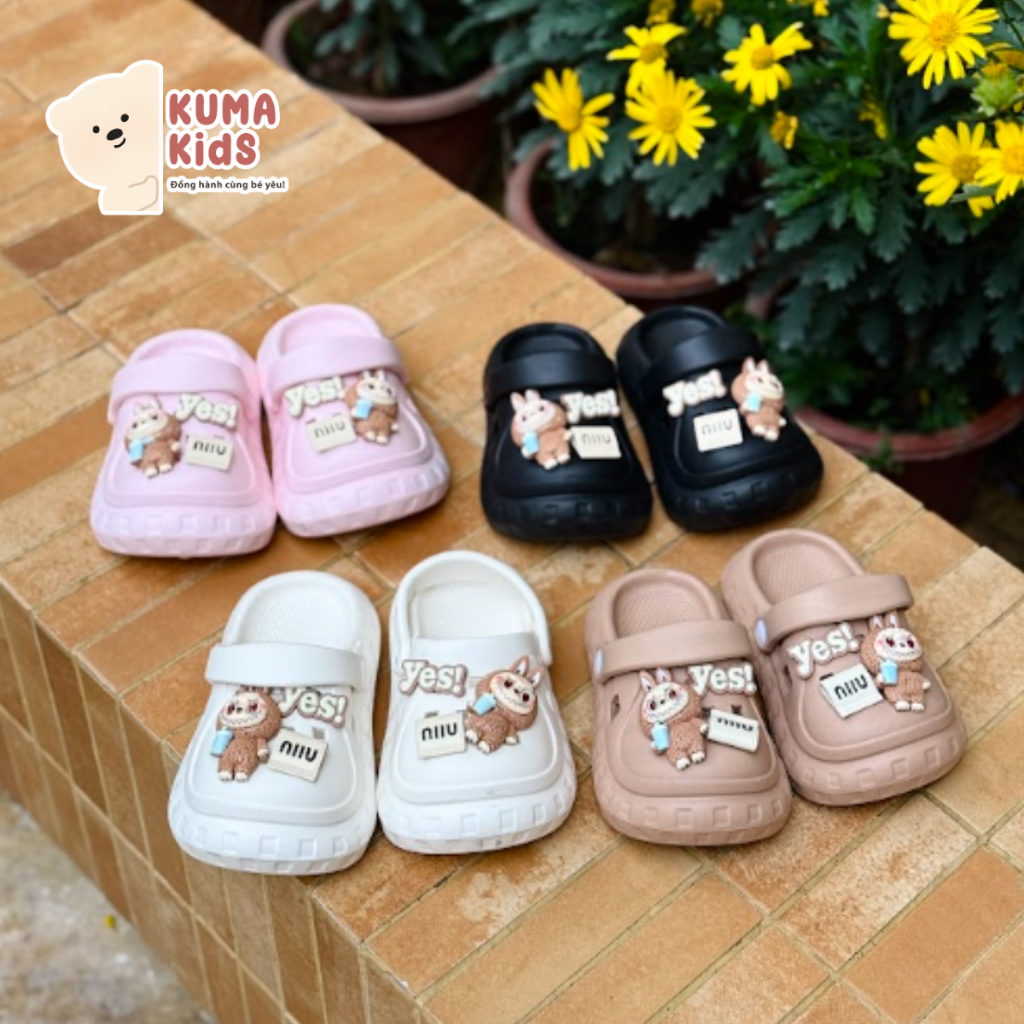 [SALE] Dép sục bé trai bé gái, Dép Cross Cho bé từ 2-8 tuổi Sticker Labubu Đế Lưới Thoáng Khí ...