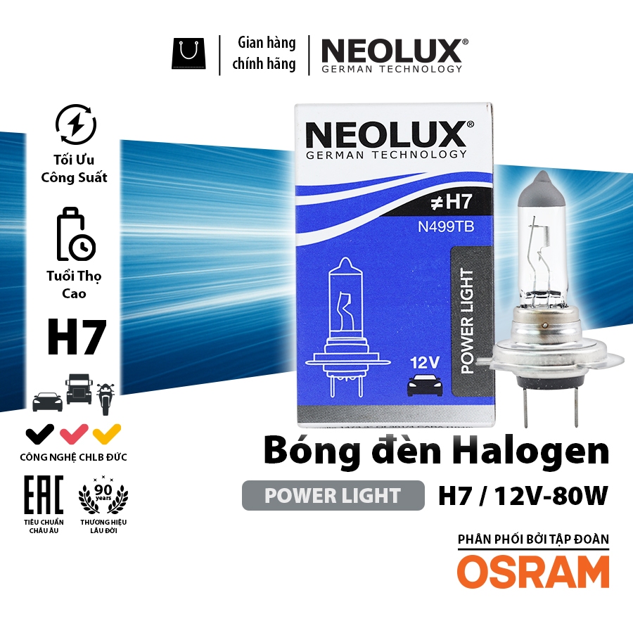 Bóng Đèn Halogen Power Light OSRAM NEOLUX H7 12V 80W N499TB - Nhập Khẩu ...