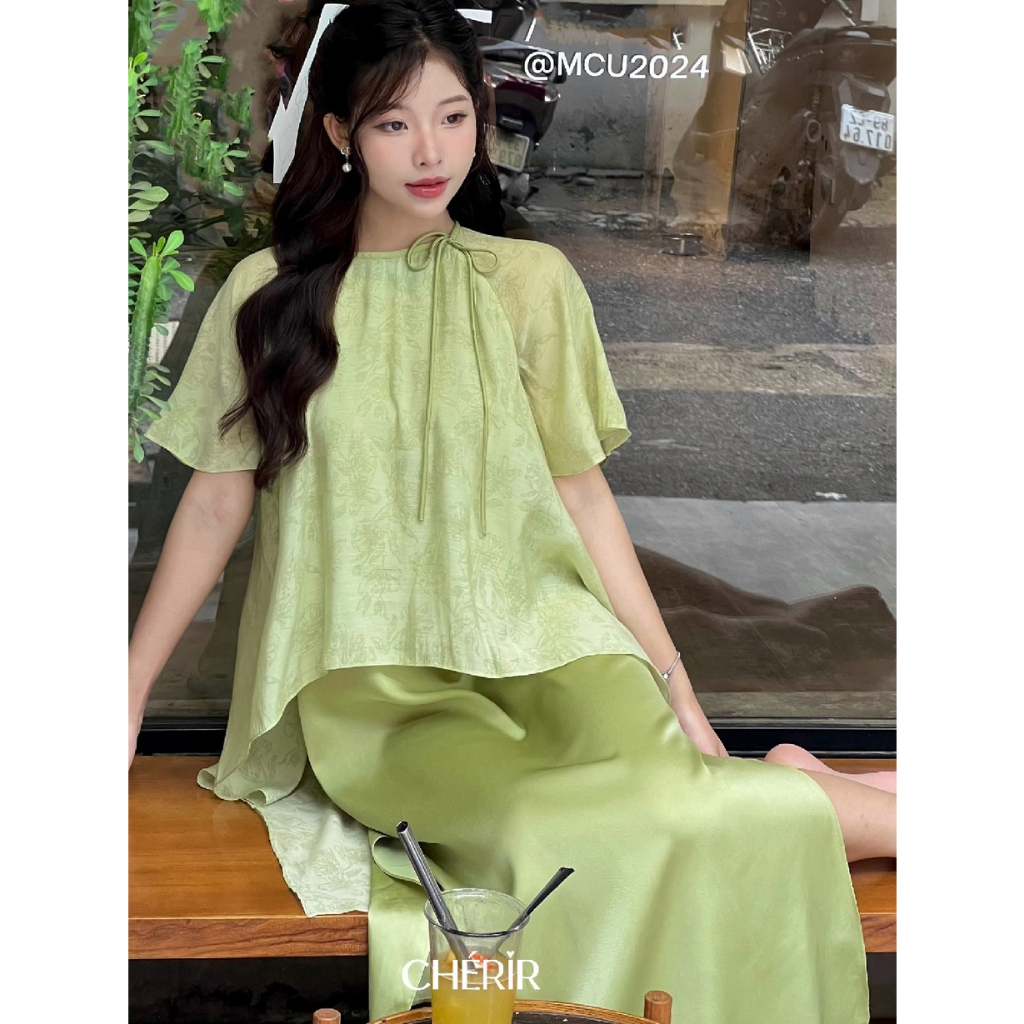 Chérir Váy Tơ In Hoa Phối Lụa Dáng Suông Thanh Lịch D45 | Shopee Việt Nam