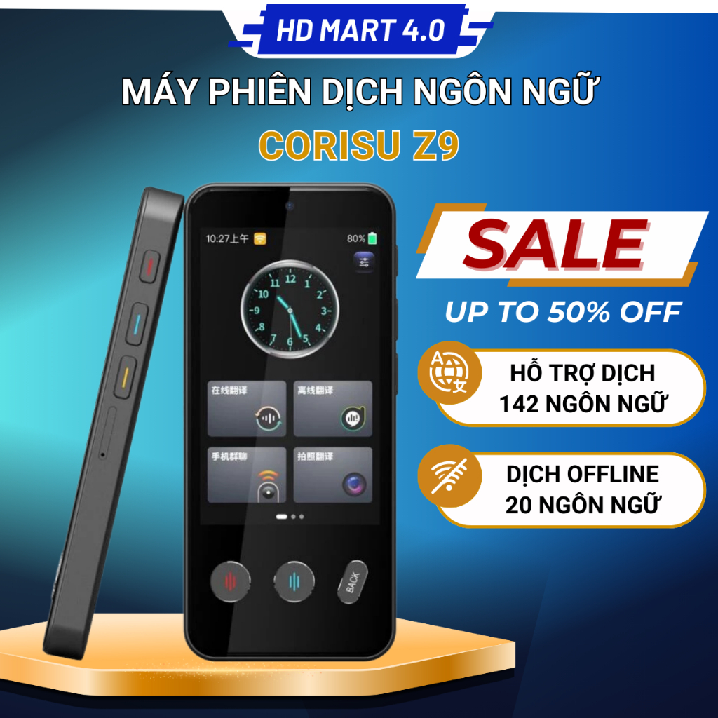 Máy phiên dịch Z9 CORISU dùng sim 4g wifi dịch ngoại tuyến 20 ngôn ngữ dịch online 142 ngôn ngữ ...