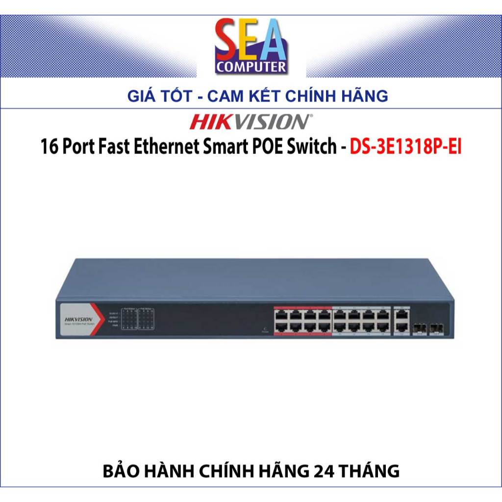 HIKVISION 16 Port Fast Ethernet Smart POE Switch - DS-3E1318P-EI | Shopee Việt Nam