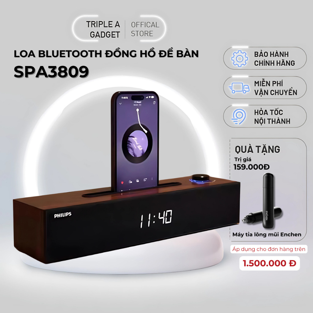 Loa bluetooth đồng hồ để bàn Philips SPA3809 - Hàng Chính Hãng / BH 01 ...