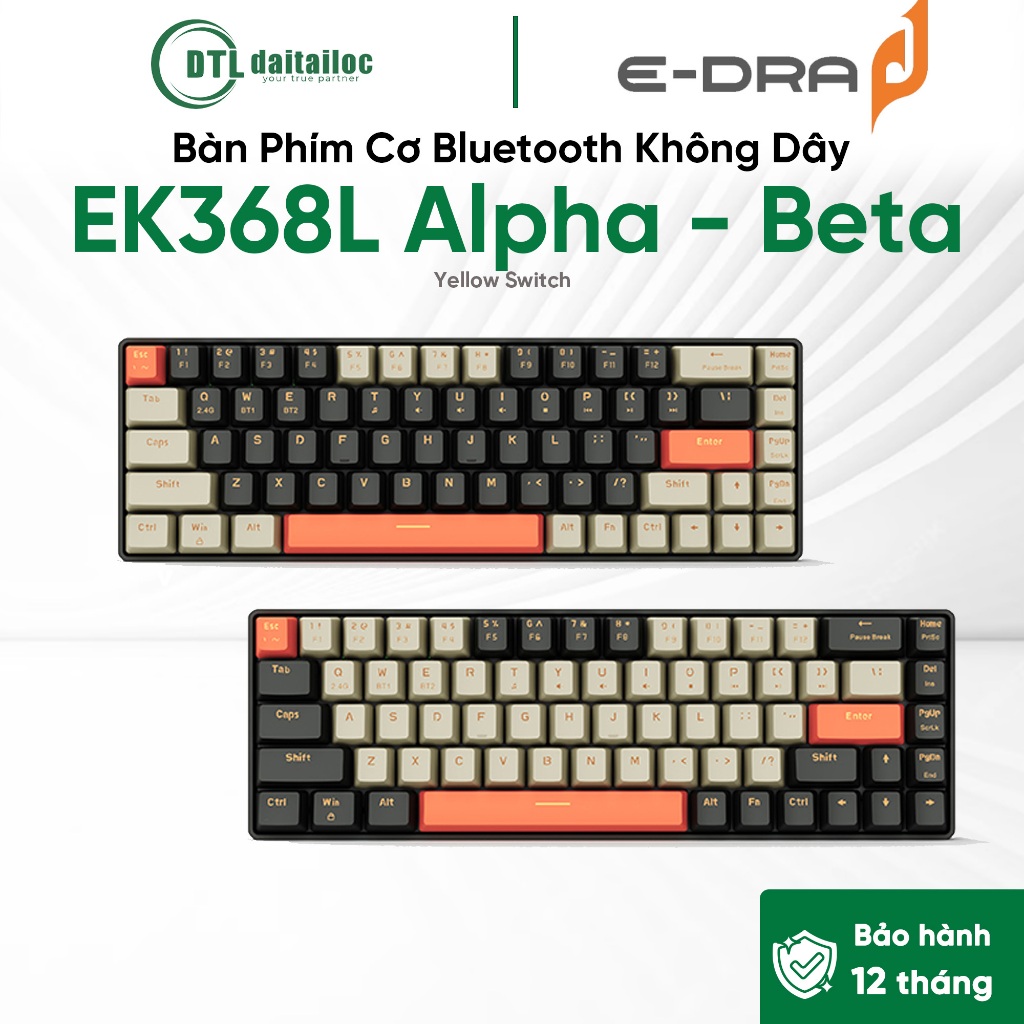 Bàn Phím Cơ Không Dây Bluetooth E-Dra EK368L Alpha Beta | Chính Hãng ...