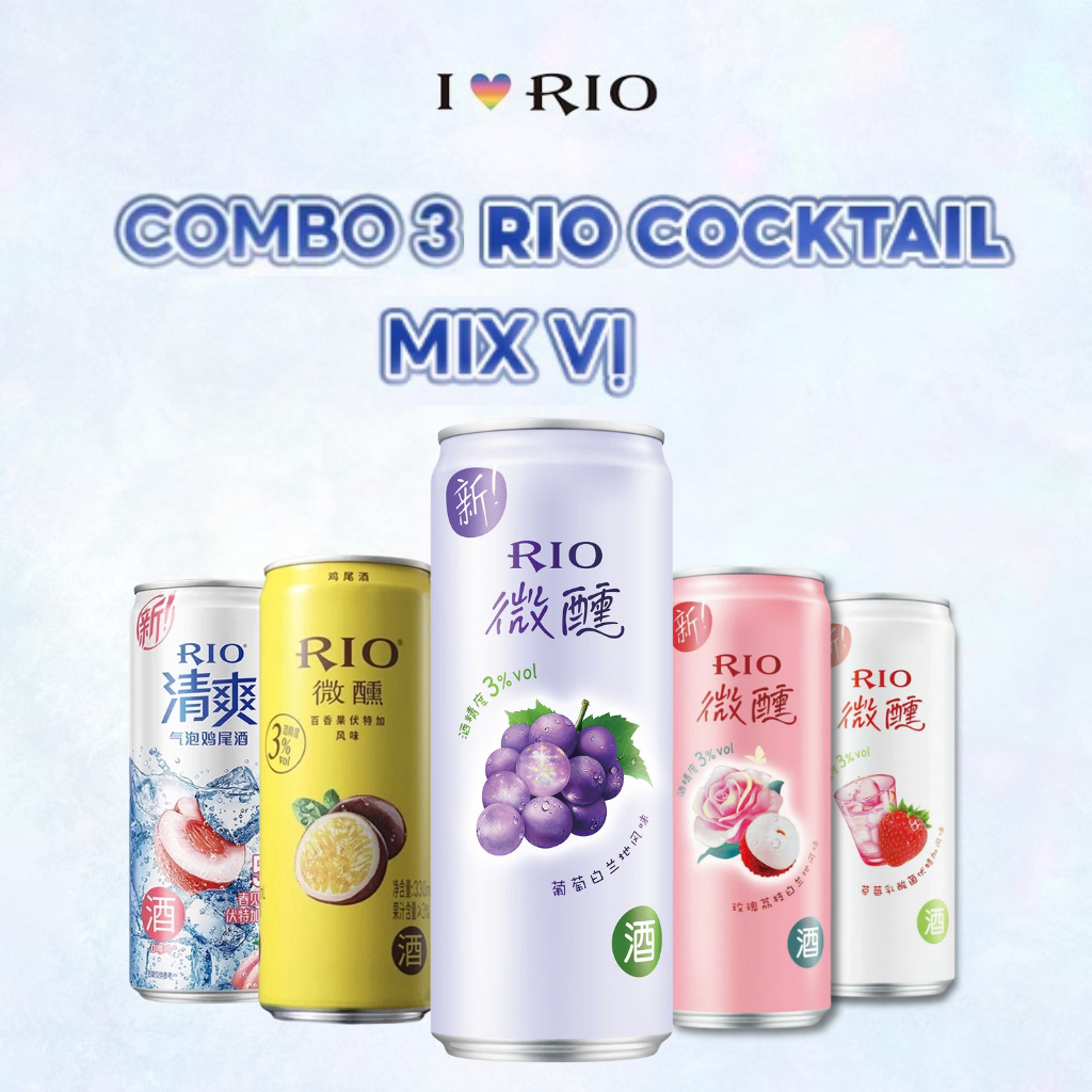 [Voucher + Gift] Combo 3 lon nước trái cây lên men Rio Cocktail mix vị lon 330ml | Shopee Việt Nam