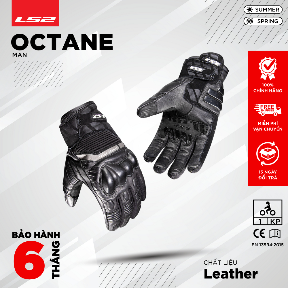 Găng Tay Bảo Hộ LS2 Octane Man Dài Ngón EN13594:2015 Kháng Nước Đi Xe ...