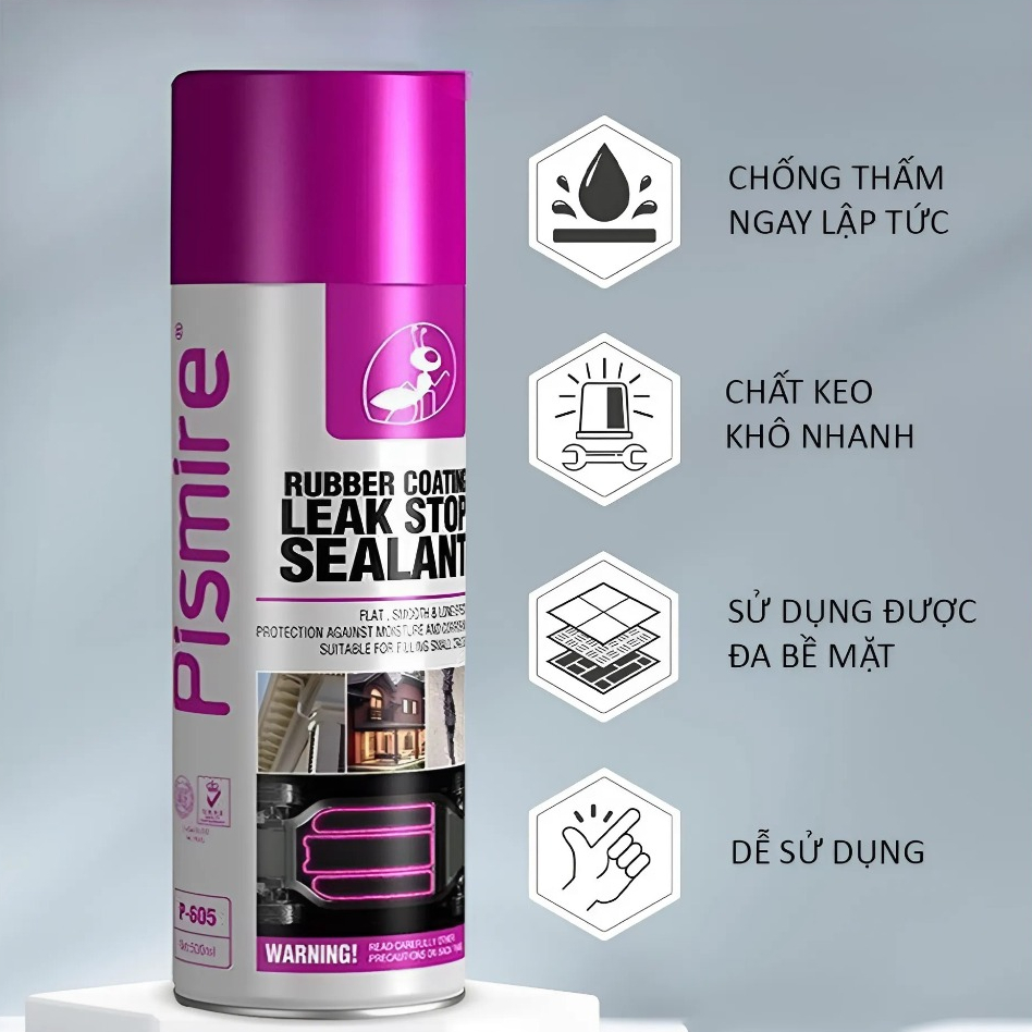 Bình Xịt Chống Thấm Pismire 450ml - Keo Chống Thấm Dột Tường, Mái Tôn ...