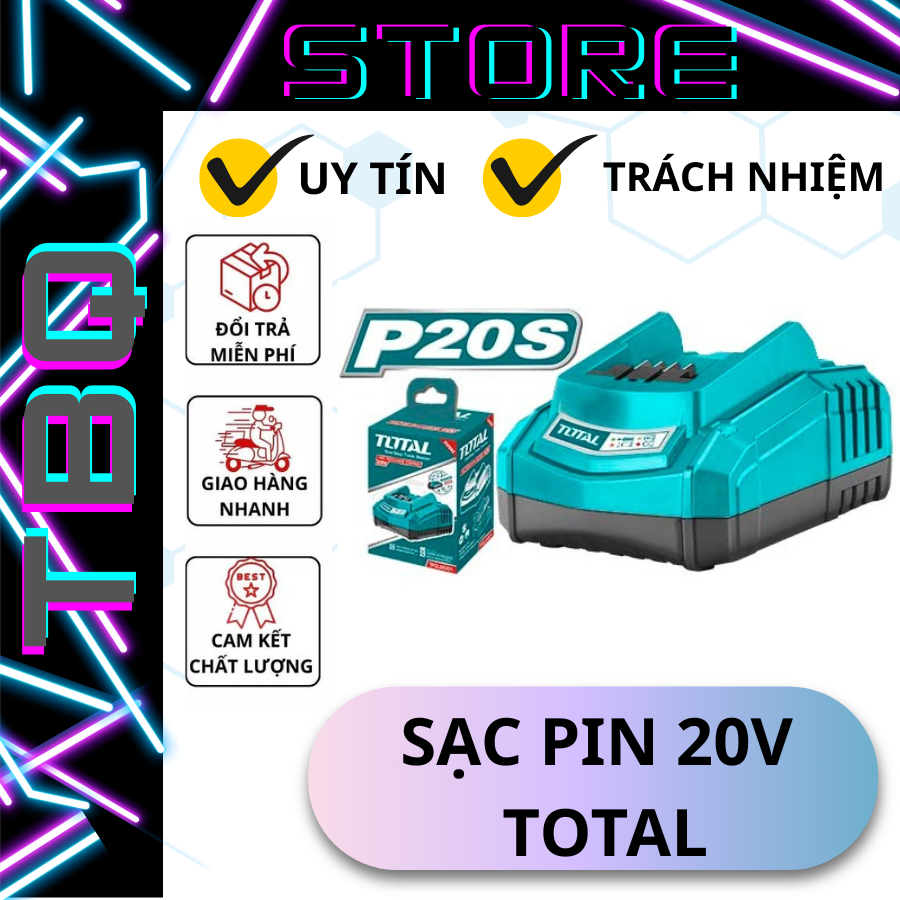 Sạc Pin Lithium 20V TOTAL TFCLI2001 , sạc pin 20V/2.0Ah trong 1H ...