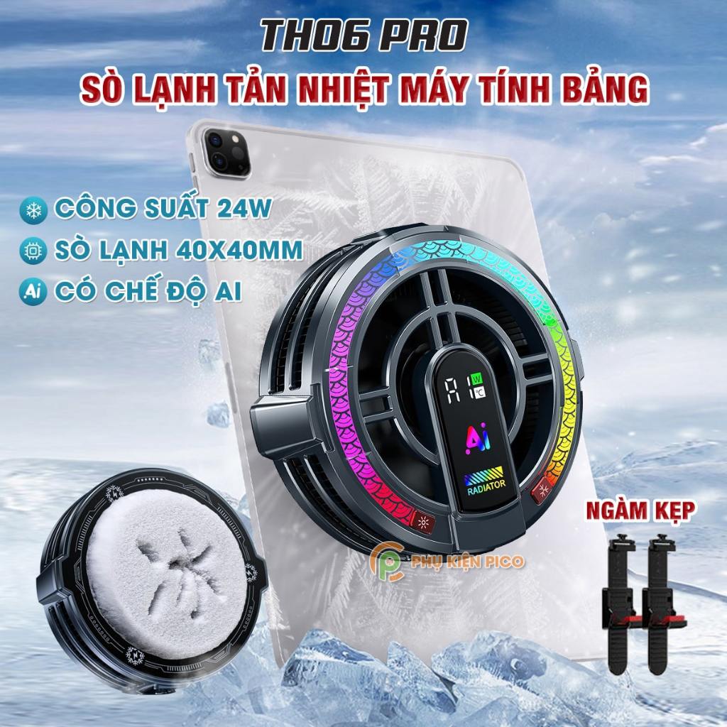 Quạt tản nhiệt ipad máy tính bảng sò lạnh TH06 Pro kiểm soát nhiệt độ ...