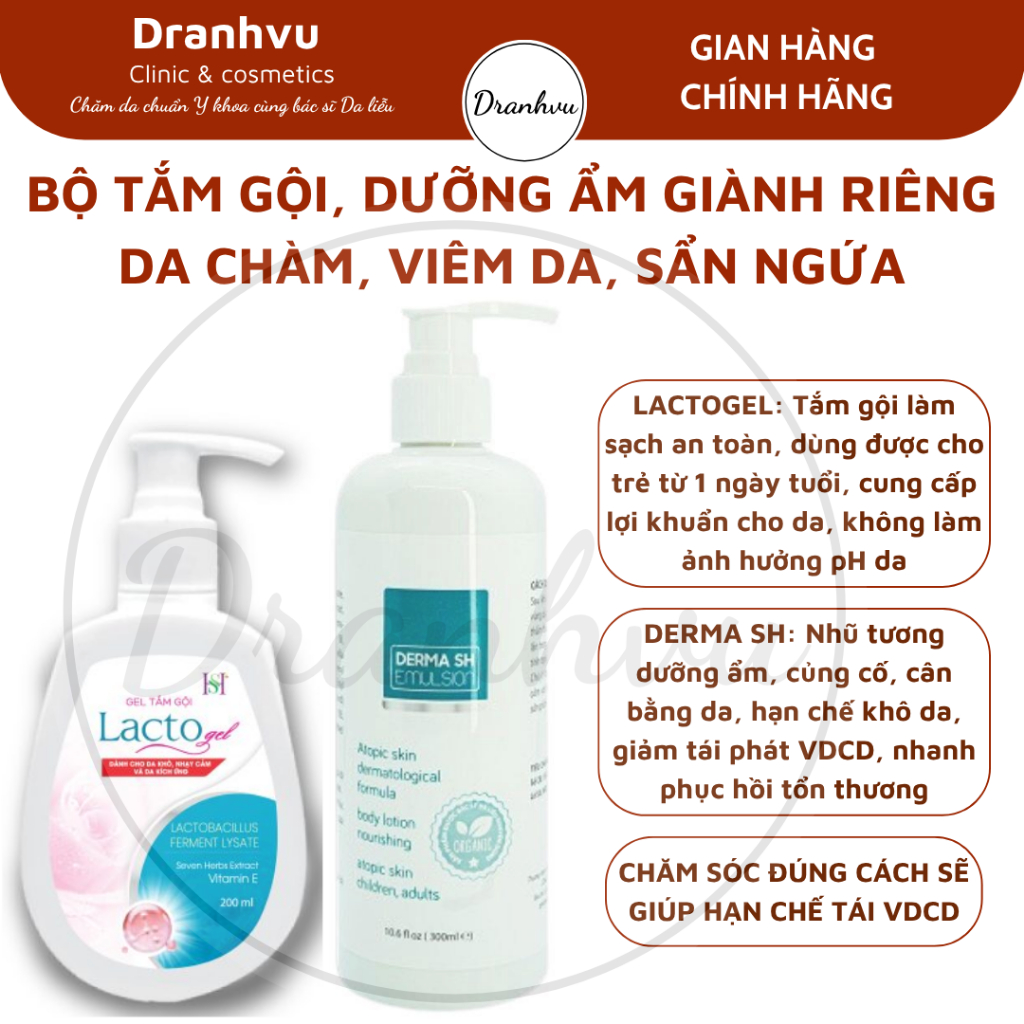 LACTOGEL - DERMA SH Bộ tắm gội dưỡng ẩm giành riêng cho da chàm, viêm ...