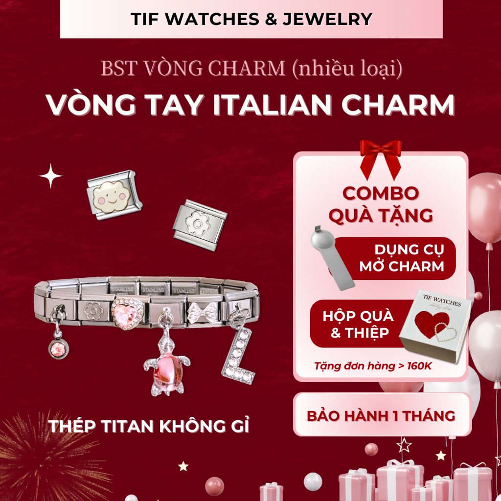Vòng tay đôi nam nữ ITALIAN CHARM Tif Watches DIY Quyến Rũ Ý Fit 9mm Thép Không Gỉ Phong Cách ...