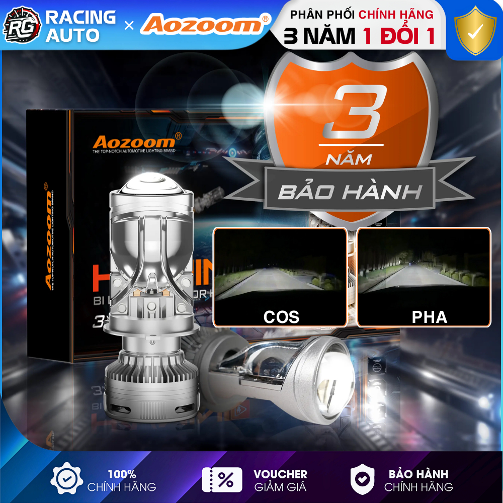Đèn Bi Led Mini H4 AOZOOM Công Suất 40W Cos 75W Pha, Bi Cầu Led H4 ...