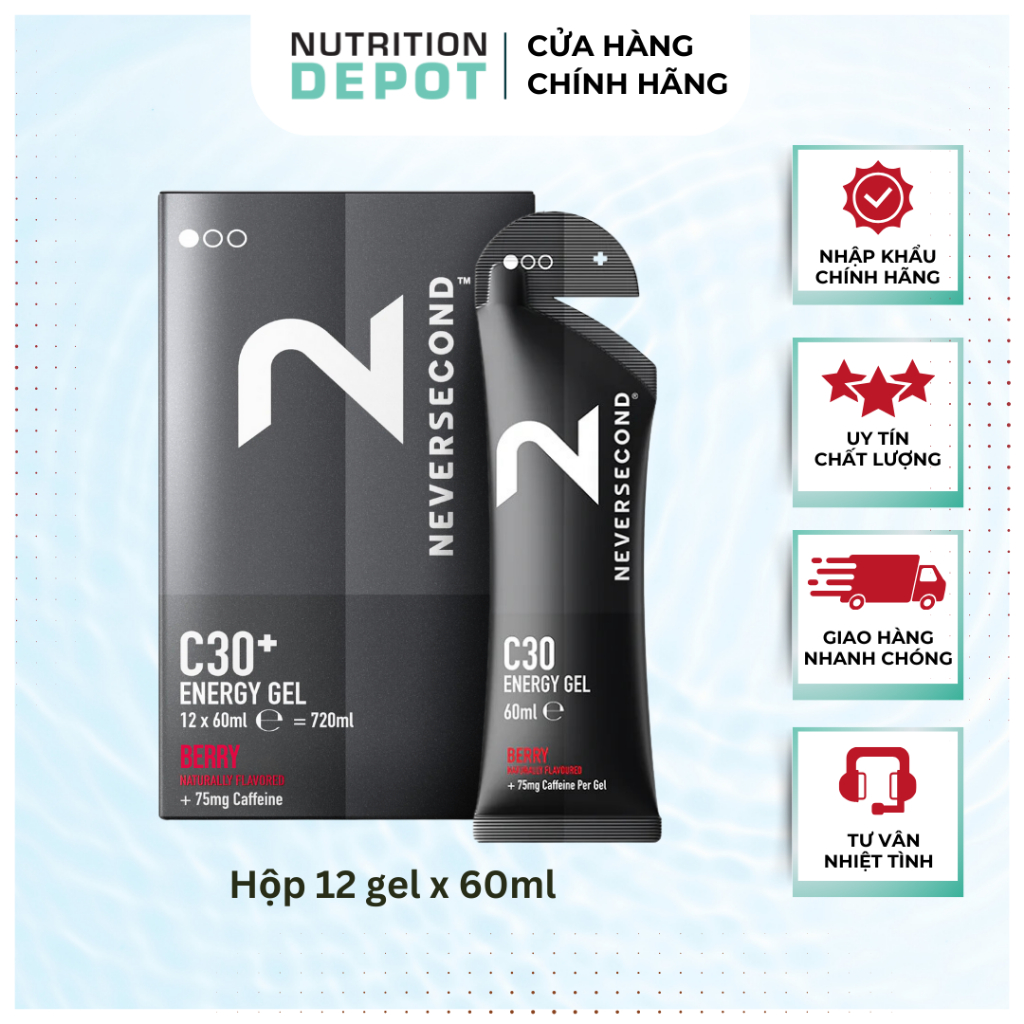 Gel năng lượng NeverSecond C30+ Energy Gel có chứa Caffeine (Hộp 12 gói x 60ml) - Nutrition ...